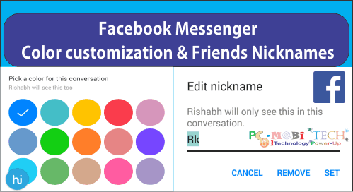 Facebook Messenger Color customization & Nicknames feature.