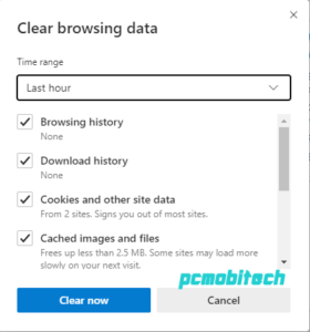 Clear Browsing History Microsoft Edge browser (Windows 10)