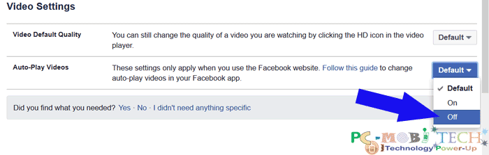 Facebook: Howto change Video play quality and Auto Videos play settings