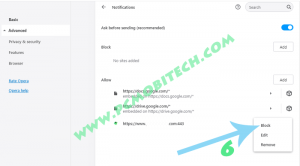 Disable Push Notifications of a website in Desktop Browser