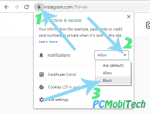 Disable Push Notifications of a website in Desktop Browser